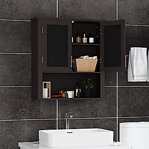VIVIJASON Wall Mounted Bathroom Cabinet, Over The Toilet Space Saver Storage Cabinet, Medicine Wall Cabinet Storage Organizer, Cottage Collection Wall Cabinet with 2 Doors & Adjustable Shelf, Espresso