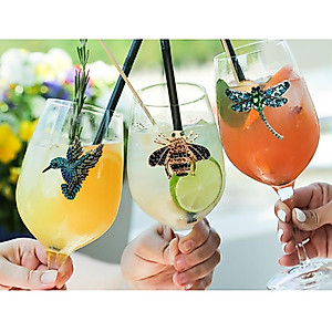 THE QUEENS' JEWELS Dragonfly Jeweled Stemmed Wine Glass, 21 oz. - Unique Gift for Women, Birthday, Cute, Fun, Not Painted, Decorated, Bling, Bedazzled, Rhinestone