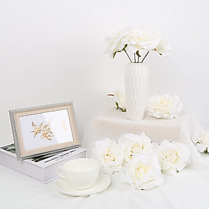 SDEERIT White Silk Rose Flowers Heads,4.3inch 20pcs Artificial stemless Flower Heads for DIY Wedding Bouquets Baby Shower Centerpieces Floral Arrangements Party Tables Home Decorations(White)