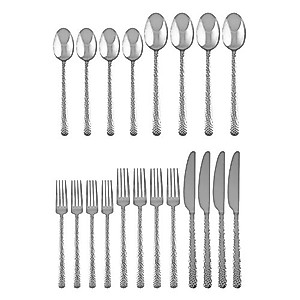 Cambridge Silversmiths Henrietta Hammered Mirror 20-Piece Flatware Set