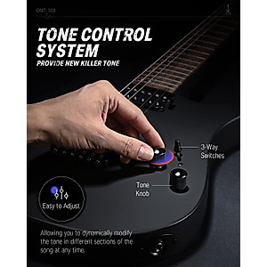 Donner Solid Body Electric Guitar, Matte Finish 39 Inch Metal Electric Guitar Beginner Kits with Bag, Strings, Strap, Cable, Strings Dampener for Rock Music Lover, DMT-100 (Matte Black)