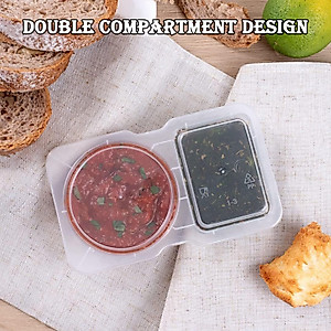 Double Compartment Condiment Container, 4.4oz Double Snack Containers With Lids, Portable Reusable Sauce Container, for to go Sauce, Sampling, Travel Snack (20PCS)