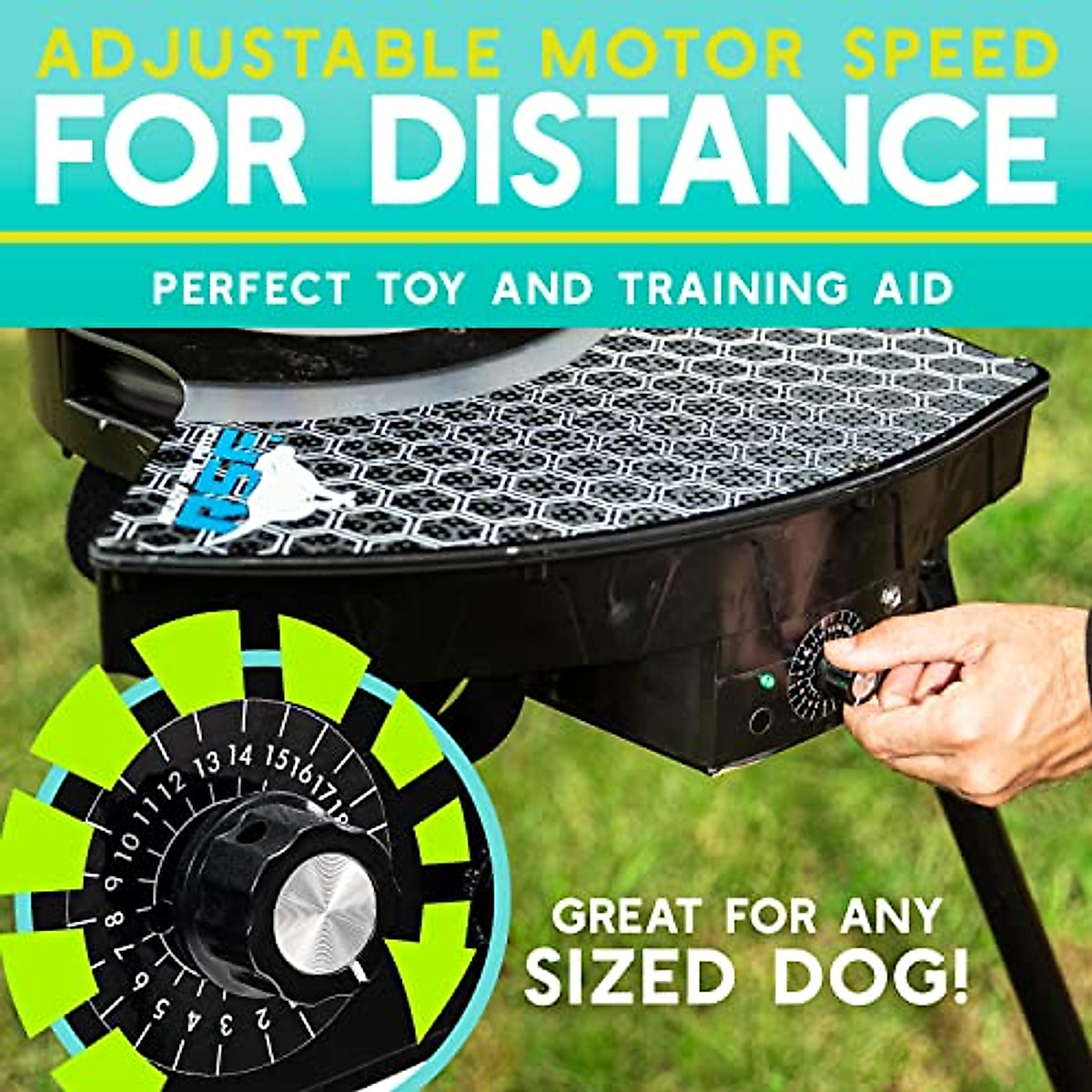 Franklin Pet Supply Co. Automatic Disc Launcher for Dogs - Ready Set Fetch Automatic Disc Tosser Dog Toy for Fetch - Portable Thrower Toy - Battery Powered