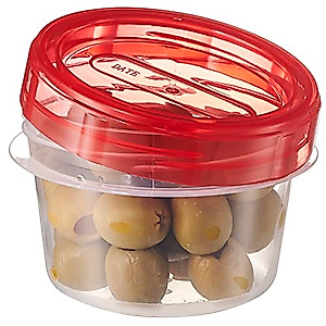 PLASTICPRO 6 Pack Twist Cap Food Storage Containers with Red Screw on Lid- 4 oz Reusable Meal Prep Containers - Small Freezer Containers Microwave Safe Red Plastic Food Storage
