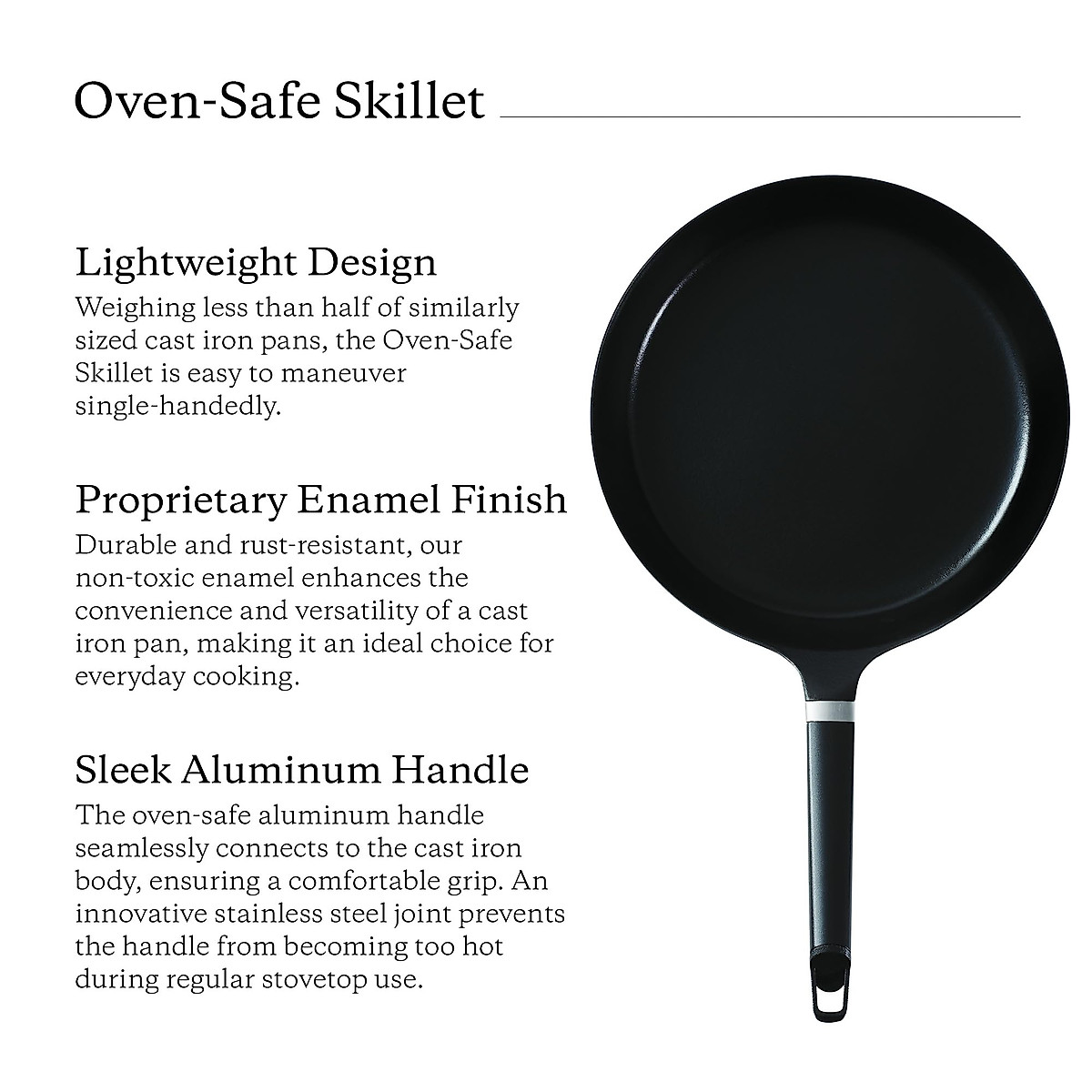 Vermicular Oven-Safe Skillet with Stainless Steel Lid | 28cm (11”) | Aluminum Handle | Lightweight Enameled Cast Iron Pan with Non-Toxic Enamel Finish | Induction-compatible | Made in Japan