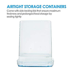 Vtopmart Large Food Storage Containers 5.2L / 176oz, 4 Pieces BPA Free Plastic Airtight Food Storage Canisters for Flour, Sugar, Baking Supplies, with 4 Measuring Cups and 24 Labels, Blue