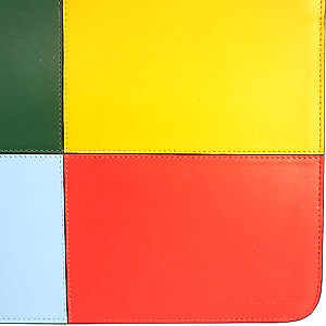 Burberry Blue/Orange Men's Colorblock Leather Zipper Storage Bag