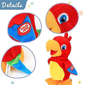 Hopearl Talking Parrot Repeats What You Say Walking Electric Interactive Animated Toy Speaking Plush Buddy Birthday Festival for Toddlers Birthday, 8''