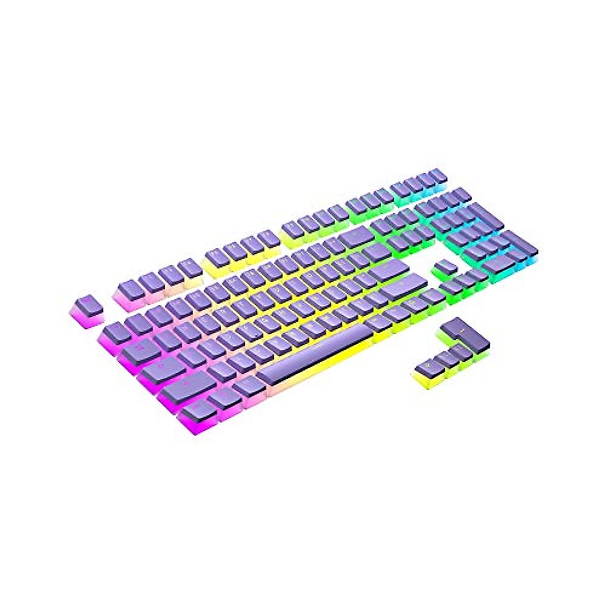 Ranked Pudding PBT Keycaps | 112 Double Shot Translucent ANSI US & ISO Layout | OEM Profile for RGB Mechanical Gaming Keyboard (Lavender)