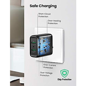 UGREEN Quick Charge 36W Dual Wall Charger QC 3.0 USB Wall Charger Fast Charging Adapter Compatible for Samsung Galaxy S20 S10 S9 S8 Note 10 9 iPhone iPad LG HTC and More
