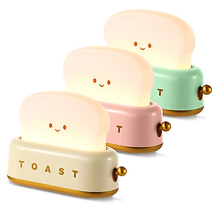 3 Pieces Toast Lamp Cute Night Light USB Cute Desk Small Toast Light LED Dimmable Warm Lamp Toast Night Lamp Bedside Sleep Lamps for Bedroom, Living Room, Desk Decorations