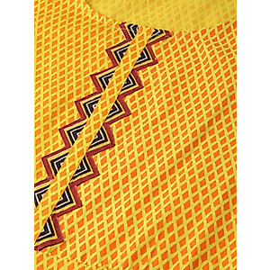 Yash Gallery Plus Size Cotton Geometric Print 3/4 Sleeve Round Neck Anarkali Kurta (Mustard Yellow, 3XL)