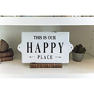 Creative Co-Op Distressed Metal Sentimental Wall Sign, “This is Our Happy Place”
