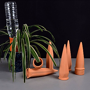 MorTime Plant Watering Devices, Plant Waterer Self Watering Terracotta Spikes Automatically Water Your Indoor and Outdoor Plants While On Vacation (6pc)