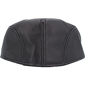 Men Genuine Newsboy Leather Hat Cap Gatsby Flat Golf Cabbie Made in USA (Small/Medium, Black) 21 1/2-22 1/4 ; Inches 55-57CM / 6 7/8-7 1/8