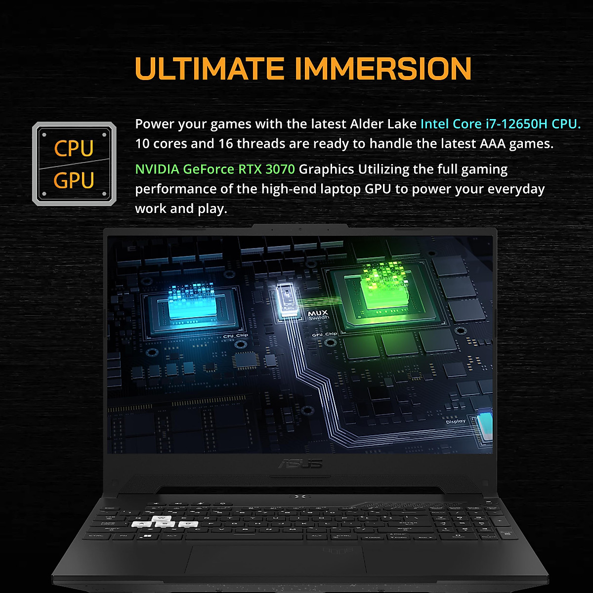 Asus 2022 TUF Dash 15.6' 144Hz Gaming Laptop, Intel 12th Core i7-12650H, 32GB DDR5 RAM, 2TB PCIe SSD, NVIDIA GeForce RTX 3070 Graphics 8GB, Backlit Keyboard, Win 11 Pro, Black, USB Card, | (ASUS TUF)