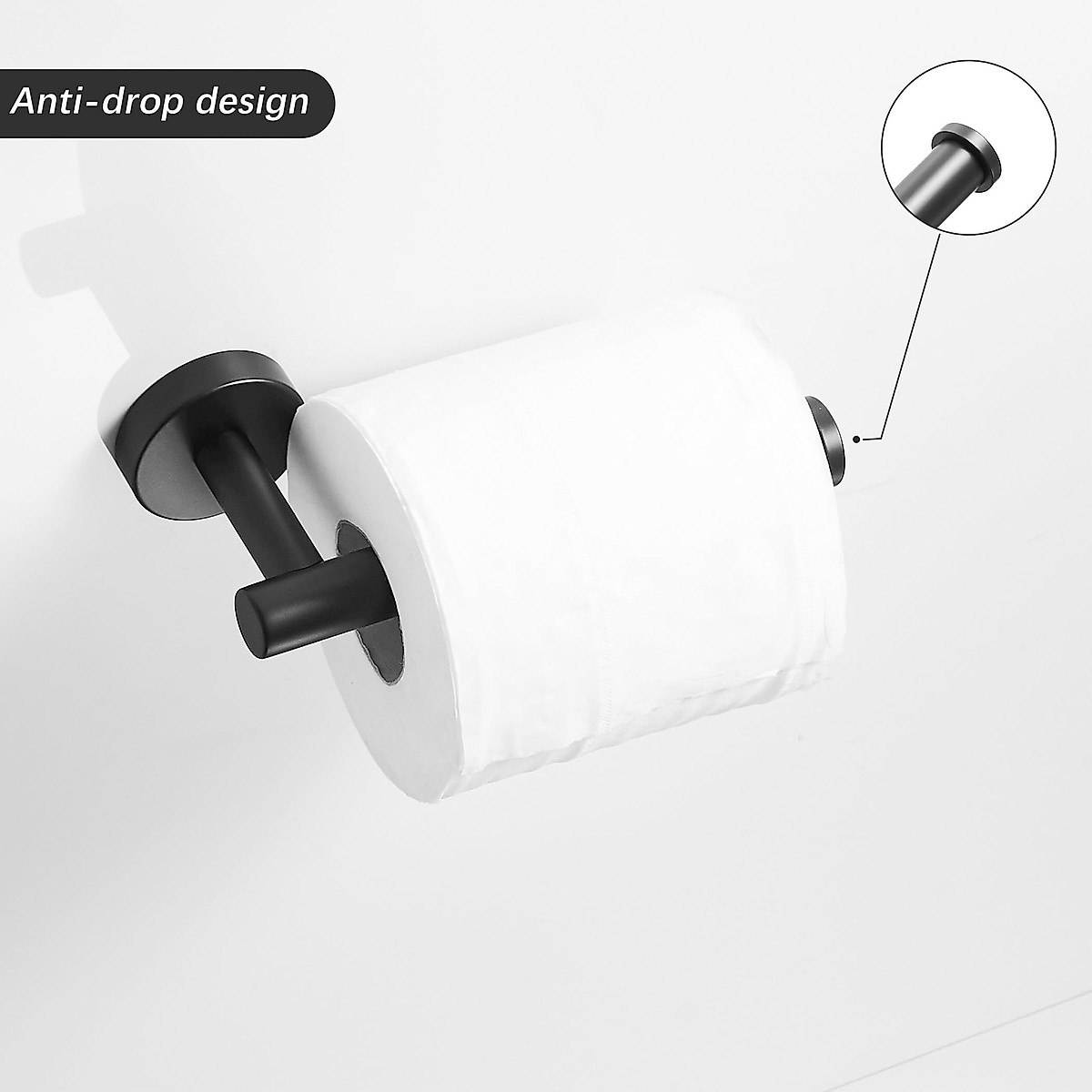 Leyden Matte Black Toilet Paper Holder and Hand Towel Holder, 2 Pieces Bathroom Hardware Accessories Set, SUS304 Stainless Steel Sturdy Wall Mount Toilet Paper Roll Holder and Towel Rack