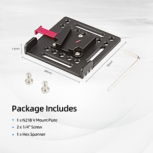Nitze V Mount Plate, V-Lock Battery Mounting Plate with 1/4" Screws and Multiple Threaded Holes - N21B