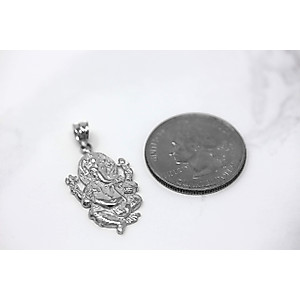 CaliRoseJewelry Sterling Silver Hindu Lord Ganesh Ganesha Elephant Hindu God of Fortune Charm Pendant