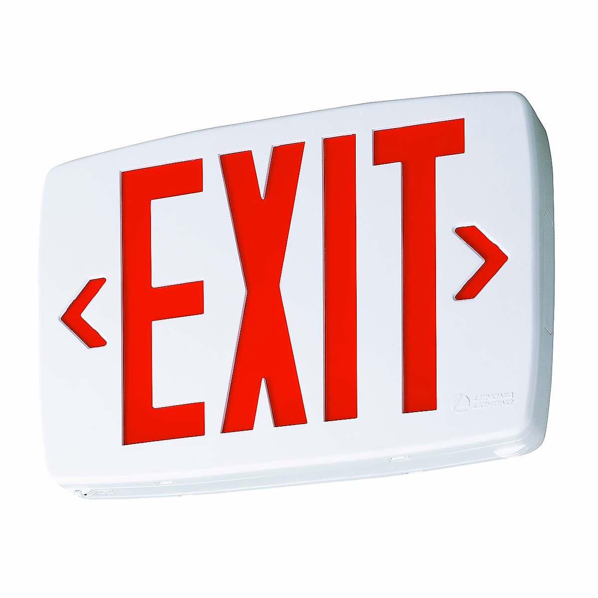 Lithonia Lighting LQM S W 3 R 120/277 EL N M6 Quantum Thermoplastic LED Emergency Exit Sign with Stencil-Faced White Housing and Red Letters with Nickel Cadium battery