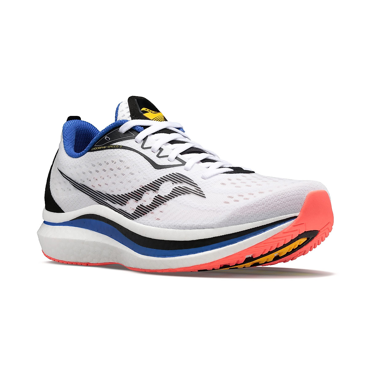 Saucony Men's Endorphin Speed 2 Running Shoe, White/Black/Vizi, 15