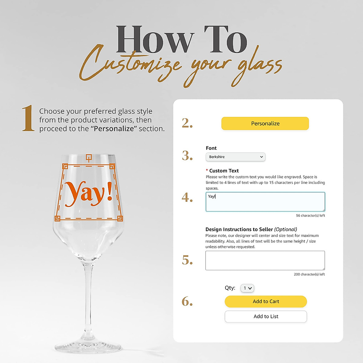 Personalized Wine Glass Engraved with Your Custom Text - Customized Gifts, Unique Birthday Gift, Bridesmaid Gift, Custom Gifts for Women or Men (18oz Crystal Wine)