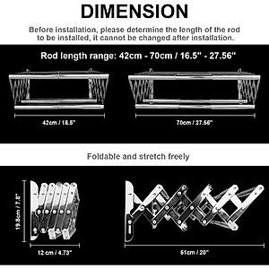 AUMIO Wall Mounted Drying Rack, Stainless Steel Clothing for Laundry Foldable, Clothes Drying Rack Folding Indoor, Laundry Drying Rack with 7 Rods, Accordion Retractable for Laundry/Bathroom