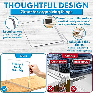 Raunak Acrylic Shelf Dividers for Closet Organization | 8 Pcs Closet Shelf Divider | Wood Closet Shelf Organizer | Closet Dividers for Shelves, Clothes, Wardrobe, Kitchen, Office, and Bathroom