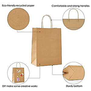 NYMVP Brown Paper Bags, 50Pcs Paper Bags with Handles 8x4.25x10.5 Gift Bags Bulk, Paper Shopping Bags, Kraft Bags, Party Favor Bags, Business Bags, Boutique Bags