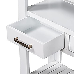 Vintage Multifunction Console Table,62.2'' Modern Sofa Table with 4 Drawers and 2 Storage Shelves,Wooden Buffet Sideboard for Hallway,Entryway,Bedroom,Living Room (White + 4 Drawers)