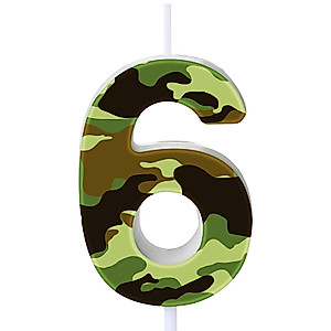 MTLEE Camo Number Birthday Candles Army Themed Birthday Cake Candles Camo Party Supplies Decorations Cake Candles for Birthday Hunting Themed Party Camouflage Motif Graduation Party(Number 6)
