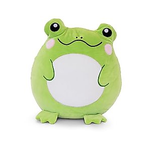 Snuggaboos Adorable Large 15 Inch Zoe The Frog Squish Plush Pillow - Super Soft Original Cute Plushie Toy: Smiling Stuffed Animal Gift for Kids and Adults
