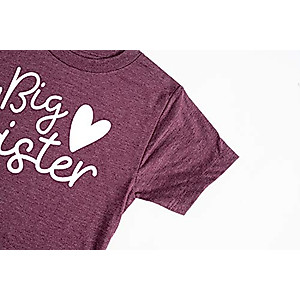 ELLA COLE COMPANY Big Sister Announcement T-Shirt for Toddler Girl- Luxury Cotton Blend Big Sister Shirt Maroon, 2T