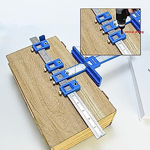 BAYTORY Upgrade Cabinet Hardware Jig Punch Drill Guide Locator for Installation of Drawer Pull Handle Knob, Wood Door Adjustable Drilling Doweling Template Tool with Storage Bag (Plastic Blue)