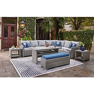 Signature Design by Ashley Naples Beach Contemporary Outdoor Rectangle Multi-Use Table, Light Gray