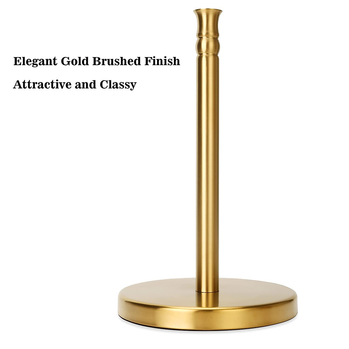 Sfemn Paper Towel Holder Countertop, Weighted Base for One-Handed Tear, Free Standing Paper Towel Holder Stand, Stainless Steel Paper Towel Dispenser for Kitchen Countertop (Brushed Gold)