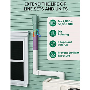 Plusluck 4" 14Ft Mini Split Line Set Cover Kit PVC Decorative Pump Covers AC Line Cover for Outside Units Air Conditioners & Heat Pump