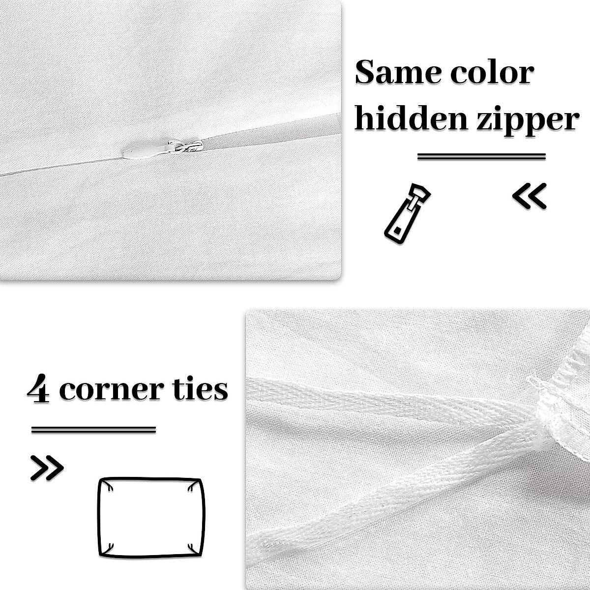 NEXHOME PRO Cotton Duvet Cover Kids Twin Size Linen Look White Organic Natural 100% Washed Cotton Duvet Cover Set 2 Pieces Bedding Set with Zipper Closure and Corner Ties, Breathable(No Comforter)