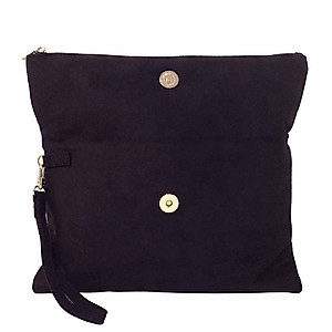 Soft Faux Suede Colorblock Wristlet,Ivory Large