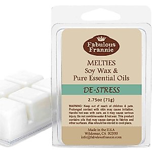 Fabulous Frannie De-Stress Pure & Natural Soy Candle Meltie/Tart/Melts Made with Pure Grapefruit, Ylang Ylang and Lavender Essential Oils 2.75oz