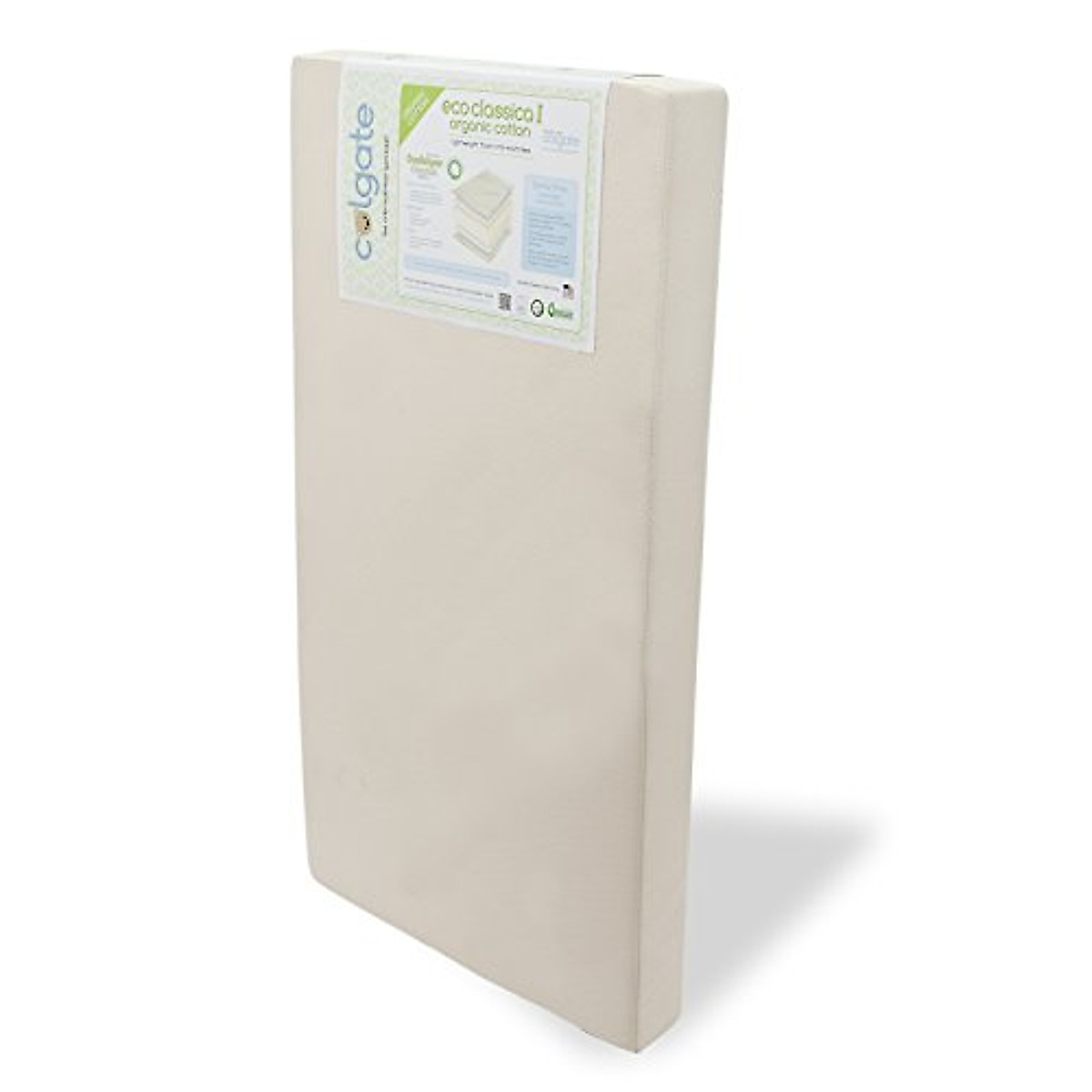 Colgate Mattress Eco Classica I - iParenting Award Winning Crib Mattress Made with 5 Inches of Hypoallergenic Eco-Friendlier Foam with Waterproof Damask Cloth Cover