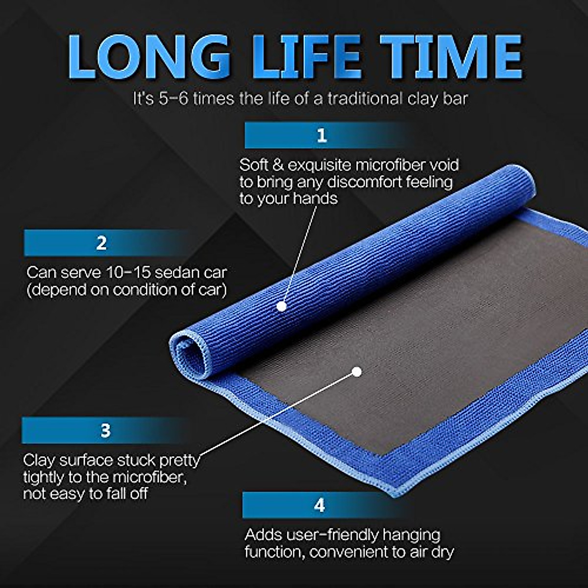 Clay Bar Towel, AutoCare Fine Grade Microfiber Clay Towel Automotive Detailing Towel Clay Bar Alternative for Car Detailing, Creative Gift-Blue, 1 Pack