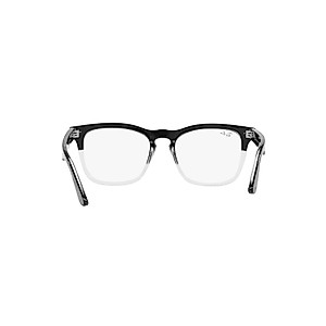 Ray-Ban RX4487V Steve Square Prescription Eyewear Frames, Black on Transparent/Demo Lens, 54 mm