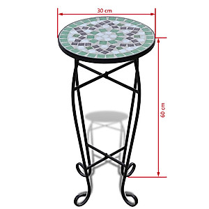 CHARMMA Mosaic Side Table Plant Table Green White-4KG