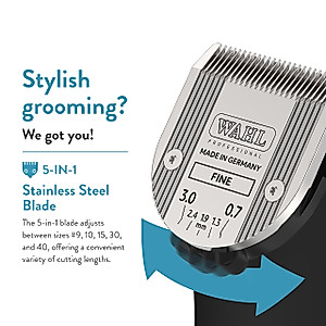 Wahl Professional Animal Chromado Lithium Pet, Dog, Cat & Horse Corded/Cordless Clipper Kit (#41871-0434) - Dog, Cat & Horse Grooming Supplies - Cord/Cordless - Pet Clippers - Black & Silver