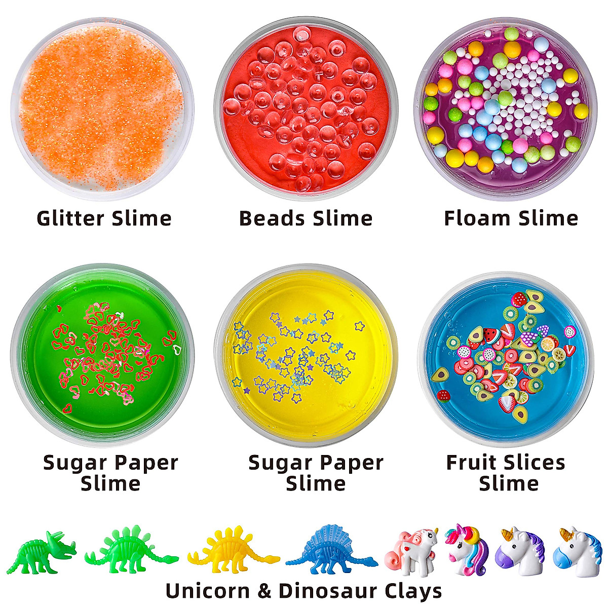 JOYIN 56 Pcs Slime Supplies DIY Slime Kit Making Set for Kids, Kids Art Craft with 18 Slime and 38 Accessories, Fruit Slices, Foam Balls, Cutting Tools, Soft Clay, Glitter Tubes, Fidget Toy
