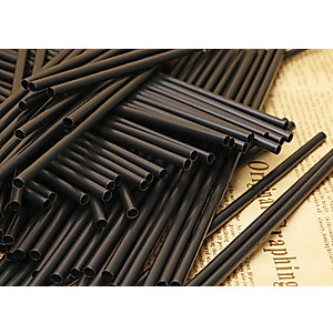Tupalizy 200PCS Black Plastic Straws Drinking Coffee Stirrers for Wedding Coffee Sip Stir Sticks for Cocktail Tea Chocolate Hot Water Cold Drinks Cups Travel Mugs Crafts Home Bars, 7.87inch