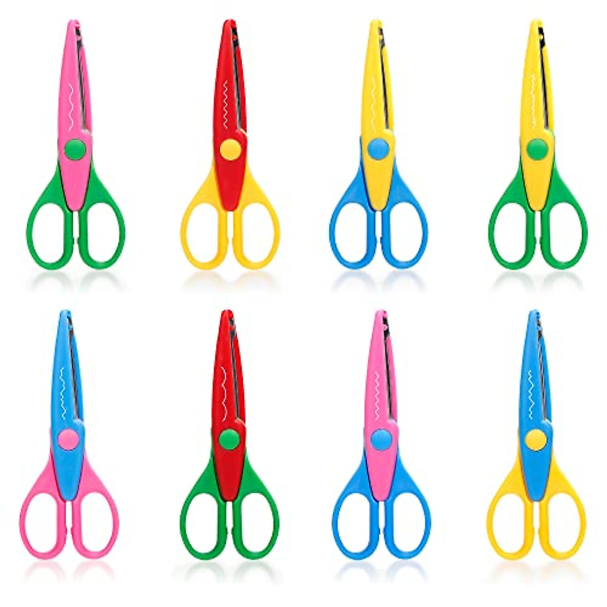 ANNOVA 8 PCS DIY Art & Craft Scissors with a Carrying Bag/Pocket Decorative Edge for Kids Fun Scrapbooking Pattern Scissors