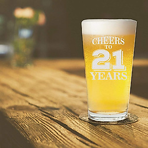 Veracco Cheers To 21 Years Twenty First Pint Beer Glass 21st Birthday Gift For Him Her (Clear, Glass)