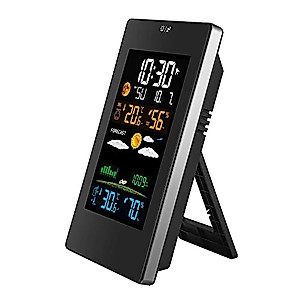 XARONF Weather Stations Indoor Outdoor Weather Station, Home Weather Station with Atomic Clock, Indoor Outdoor Humidity Thermometer Monitor Digital Forecast Weather Stations